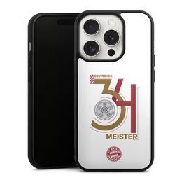 DeinDesign iPhone 15 Pro Handy Gallery Case Handyh&uuml;lle 9H Geh&auml;rtetes Glas R&uuml;ckseite H&uuml;lle Official Licensed Product Master Fc Bayern M&uuml;nchen Gallery Case