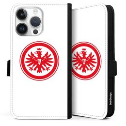 DeinDesign iPhone 14 Pro Max Handy Klapph&uuml;lle Handyh&uuml;lle aus Kunst Leder schwarz Flip Case Official Licensed Product Sge Eintracht Frankfurt Sideflip mit Lasche