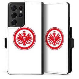 DeinDesign Galaxy S21 Ultra 5G Handy Klapph&uuml;lle Handyh&uuml;lle aus Kunst Leder schwarz Flip Case Official Licensed Product Sge Eintracht Frankfurt Sideflip mit 