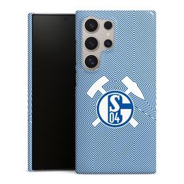 DeinDesign Galaxy S24 Ultra Handy Premium Case Smartphone Handyh&uuml;lle Schutzh&uuml;lle gl&auml;nzend Bundesliga Stripes Fc Schalke 04 Premium Case
