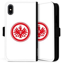 DeinDesign iPhone X Handy Klapph&uuml;lle Handyh&uuml;lle aus Kunst Leder schwarz Flip Case Official Licensed Product Sge Eintracht Frankfurt Sideflip mit langer Lasche