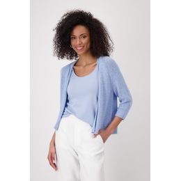monari Damen Strickjacke, blau, Gr. 46, Strick, Obermaterial: 57% Polyacryl, 43% Polyamid, Strickjacken, mit Rollkante