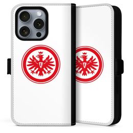DeinDesign iPhone 16 Pro Max Handy Klapph&uuml;lle Handyh&uuml;lle aus Kunst Leder schwarz Flip Case Official Licensed Product Sge Eintracht Frankfurt Sideflip mit Lasche