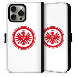 DeinDesign iPhone 16 Pro Handy Klapph&uuml;lle Handyh&uuml;lle aus Kunst Leder schwarz Flip Case Official Licensed Product Sge Eintracht Frankfurt Sideflip mit Lasche