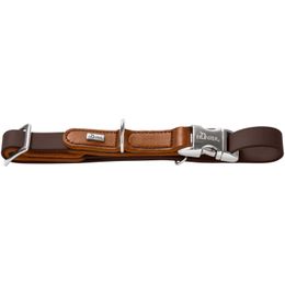 Hunter Halsung Wolmar BioThane x Leder Alu-Strong schokobraun/cognac / M