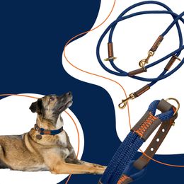 Hunter MALIA Set Halsband & Leine | dunkelblau 45 / 8/200