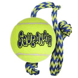 HUNTER Hundespielzeug Kong Squeakair Ball mit Tau gelb / 6 cm