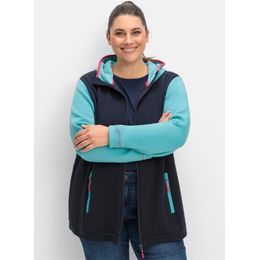 sheego Damen Funktionsjacke in atmungsaktiver Fleece-Qualität, tiefblau, Größe 44/46