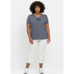 sheego by Joe Browns Damen Shirt mit Punktedruck, marine-gemustert, Größe 48/50