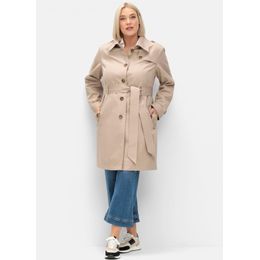 sheego Damen Trenchcoat mit Schulterriegel, softtaupe, Gr&ouml;&szlig;e 54