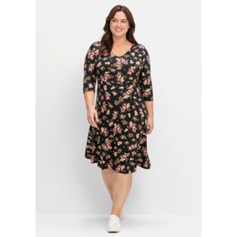 sheego by Joe Browns Damen Jerseykleid, schwarz-gemustert, Gr&ouml;&szlig;e 44