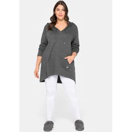 sheego Damen Longshirt im Vokuhila-Schnitt, grau meliert, Gr&ouml;&szlig;e 44/46
