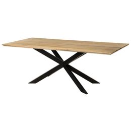 Esstisch Mango 200x100x76 natur lackiert / Epoxid schwarz, Kreuzgestell 2 anthrazit matt EPOXY