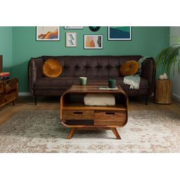 Couchtisch Sheesham 70x70x50 dunkelbraun lackiert MAILAND #232