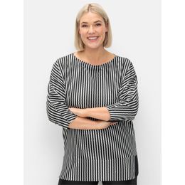 sheego Damen 3/4-Arm-Shirt, schwarz-wei&szlig;, Gr&ouml;&szlig;e 40/42
