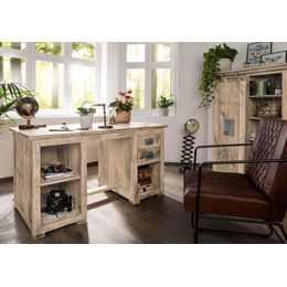 Schreibtisch Mango 140x80x76 whitewash lackiert RAILWAY #361