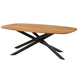 Esstisch Akazie 200x100x76 natur lackiert / Mikado-Beine rund schwarz