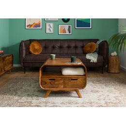 Couchtisch Sheesham 70x70x50 hellbraun lackiert MAILAND #132