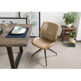 Stuhl Echtleder 51x61x84 beige IRON LABEL #611