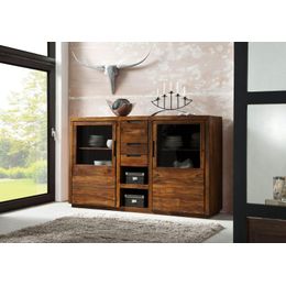 Highboard Sheesham 198x45x125 walnuss lackiert DUKE #113