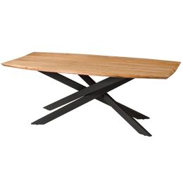 Esstisch Akazie 240x100x77 natur lackiert / Mikado-Beine eckig schwarz