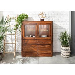 Highboard Sheesham 128x145x40 walnuss gewachst TORONTO #203
