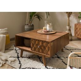 Couchtisch Akazie 70x70x40 Akazie natur lackiert MOSAYK #117