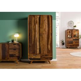 Kleiderschrank Sheesham 90x45x180 dunkelbraun lackiert MAILAND #210