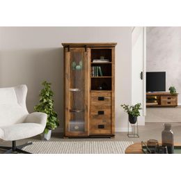 Vitrine Mango / Altholz 100x45x175 natur lackiert RAILWAY LUX #125