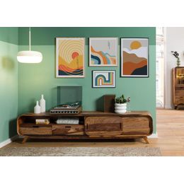 TV-Board Sheesham 220x40x48 dunkelbraun lackiert MAILAND #227