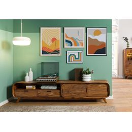 TV-Board Sheesham 220x40x48 hellbraun lackiert MAILAND #127