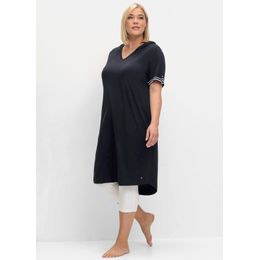 sheego Damen Freizeitkleid, Blau, Gr. 44/46, Shirtkleider, Material: Baumwolle