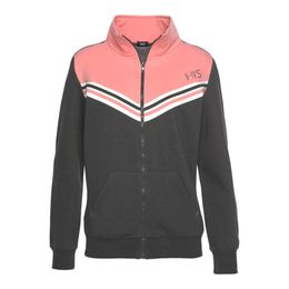 H.I.S. H.I.S Sweatjacke Damen Gr&ouml;&szlig;e XS basaltgrau / hellpink / wei&szlig;