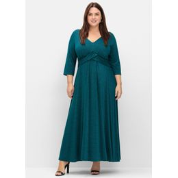 sheego Damen Abendkleid, Blau, Gr. 52, Maxikleider, Material: Viskose