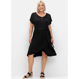 sheego Jerseykleid, Schwarz, Gr. 48, Damen, Strandkleider, Material: Viskose, Elasthan