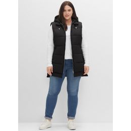 sheego Damen Steppweste im Lagenlook, schwarz, Gr&ouml;&szlig;e 42