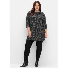 sheego Gro&szlig;e Gr&ouml;&szlig;en Longshirt mit Seitenschlitzen, schwarz-wei&szlig;, Gr&ouml;&szlig;e 52/54 - Damen
