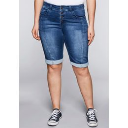 sheego Damen Bermudas aus Sweat-Denim, blue denim, Gr&ouml;&szlig;e 48