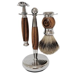 Golddachs 3-teiliges Rasierset Griffmaterial Zepranoholz