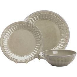 Flamefield Amalfi Geschirr-Set 12-tlg. sand f&uuml;r 4 Personen - Kunststoff und Melamin Geschirr-Sets