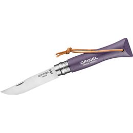 Opinel N°06 Colorama Art Deco Taschenmesser mit Lederkordel Klingenlänge 7 cm flieder - Campingbesteck