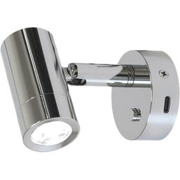 Frilight Aufbauspot Mini Tube D4 mit USB-C Ladeanschluss verchromt - Wohnmobil- & Camperbeleuchtung, LED-Schienen
