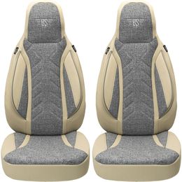 Bremer-Sitzbez&uuml;ge Wohnmobil Schonbez&uuml;ge 2 St&uuml;ck f&uuml;r Ducato / Jumper / Boxer grau/beige - Sitzbez&uuml;ge