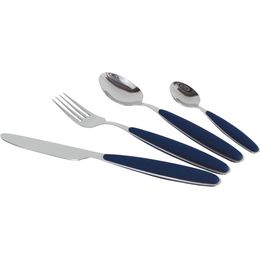 Gimex Edelstahlbesteck Set mit Soft-Touch-Griff 16 teilig navyblau - Campingbesteck
