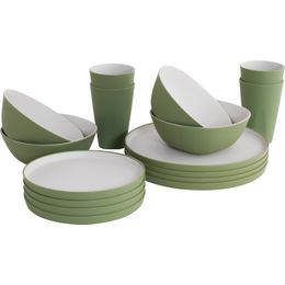 Outwell Gala Dinner Geschirr-Set 16-tlg. shadow green f&uuml;r 4 Personen - Kunststoff und Melamin Geschirr-Sets