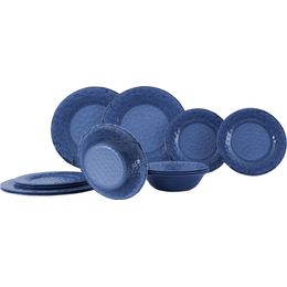Gimex Stone Line Geschirr-Set 12-tlg. azure f&uuml;r 4 Personen - Kunststoff und Melamin Geschirr-Sets