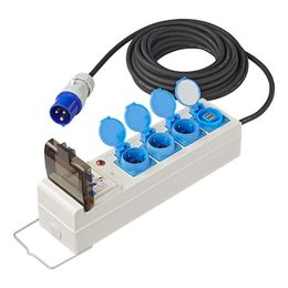 PAT Zelt- und Faltwagen Steckdose 10 Meter 3 x 2,5mm&sup2; inkl. 2 x USB - Verteilungseinheiten
