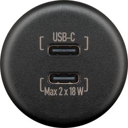 wentronic Dualer Einbaucharger USB-C anthrazit max. 18 W - 12 / 24 V Einbausteckdosen