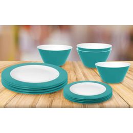 Omada Teller- und Sch&uuml;ssel-Set 12-tlg. sea blue f&uuml;r 4 Personen - Kunststoff und Melamin Geschirr-Sets
