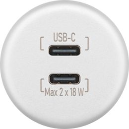 wentronic Dualer Einbaucharger USB-C wei&szlig; max. 18 W - 12 / 24 V Einbausteckdosen